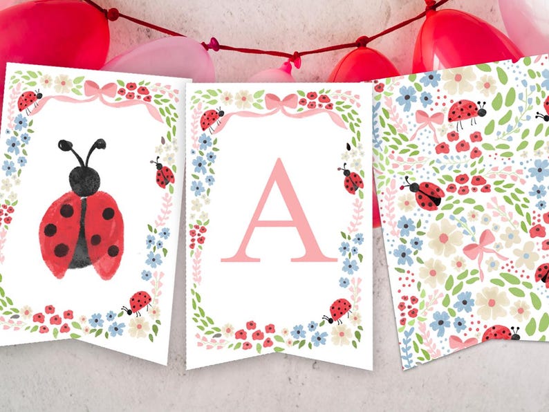 Ladybug Birthday Banner Printable Ladybug First Birthday or Baby Shower ...