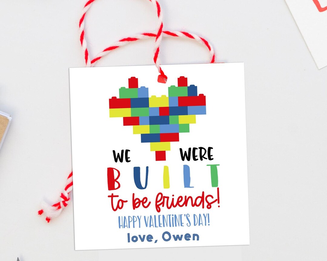 Printable Building Blocks Valentine Tag, BOY Built to Be Friends ...