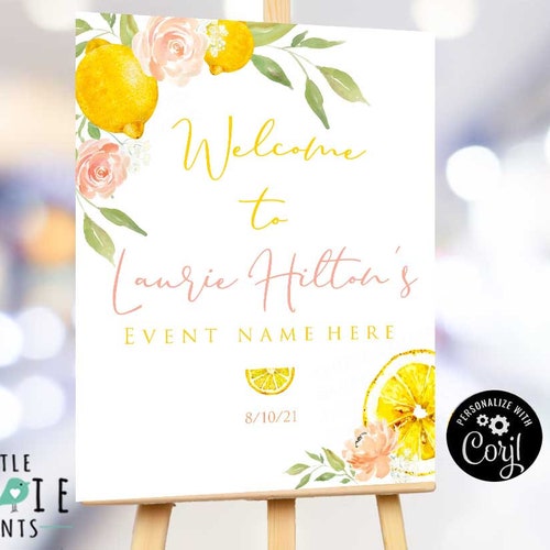 Lemon Baby Shower Welcome Sign Pink Lemonade Birthday Party | Etsy