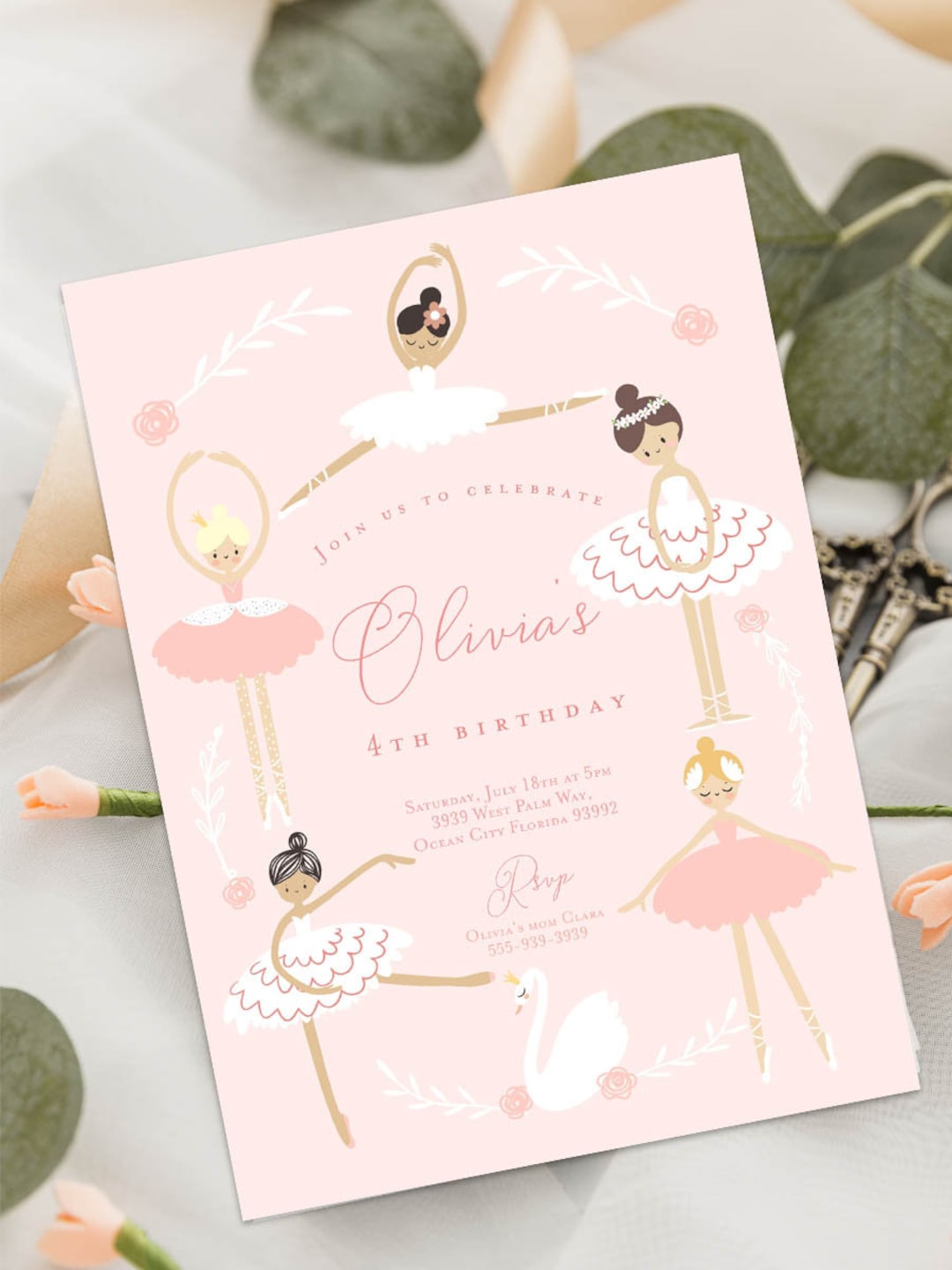 Ballerina Birthday Invitation, Ballet Birthday Party Invitation, Tutu ...