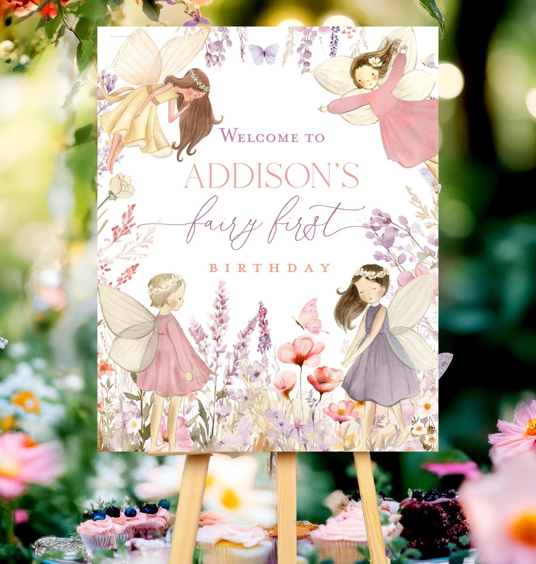 Fairy First Birthday Welcome Sign, Fairy Welcome Sign Any Age, Fairy ...