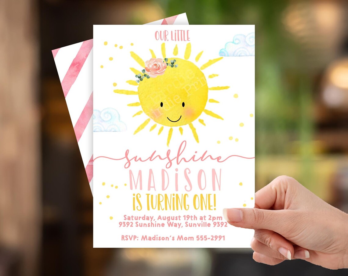 Editable SUNSHINE Invitation Sunshine Birthday Invitation - Etsy