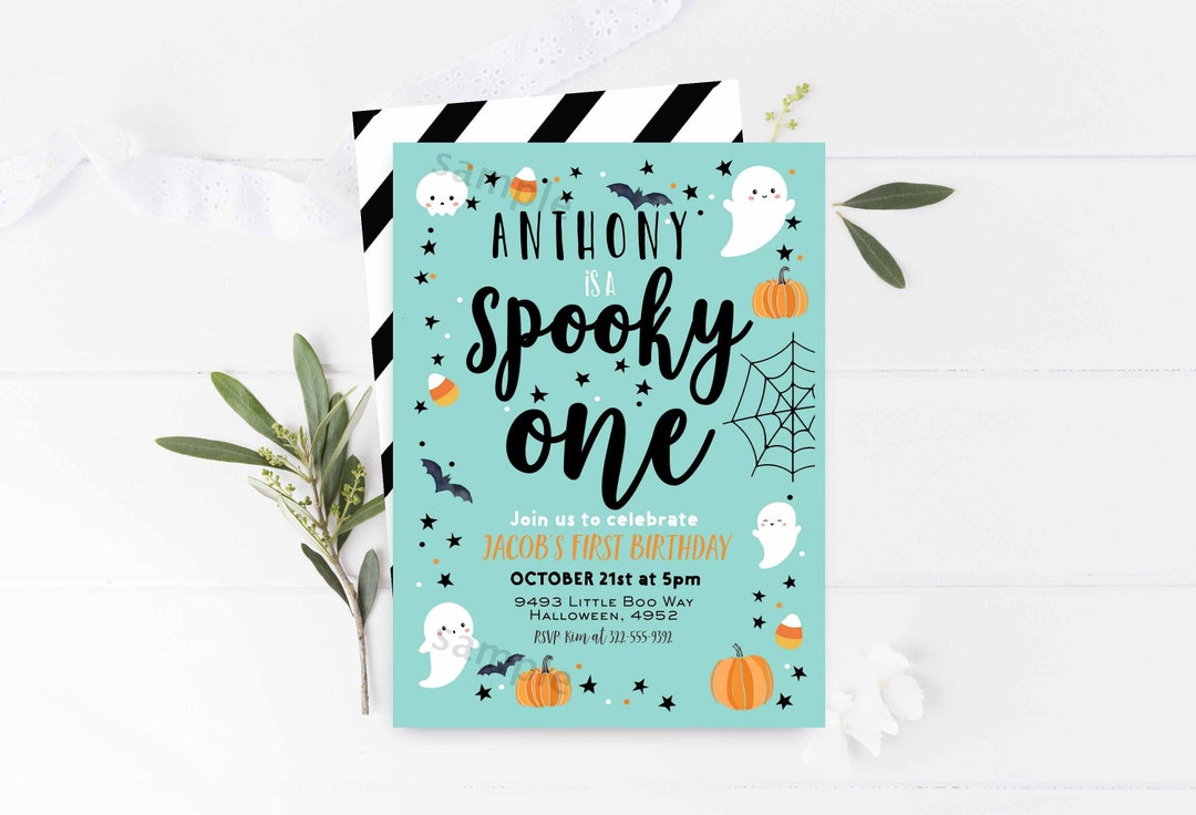 Spooky One Invitation Halloween First Birthday Invitation Boy Halloween ...