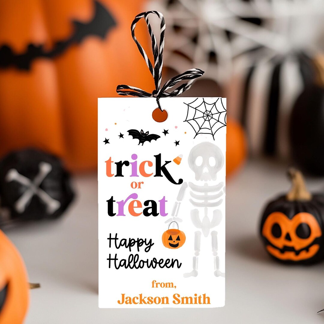 Halloween Candy Tags, Trick or Treat Gift Tags, Halloween Printable ...