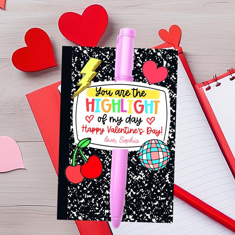 Highlighter Valentine Gift Tag You're the Highlight of My Day Valentine ...