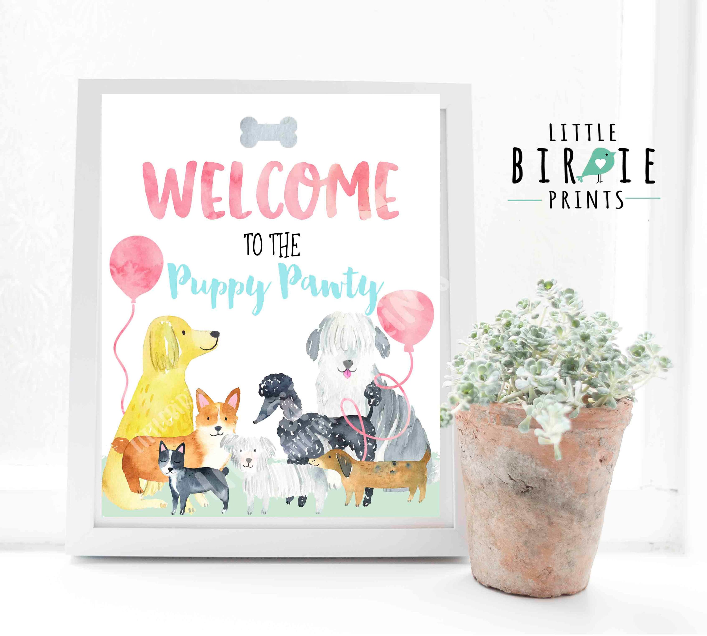 Puppy Banner Puppy Watercolor Banner Dog Printable Banner | Etsy
