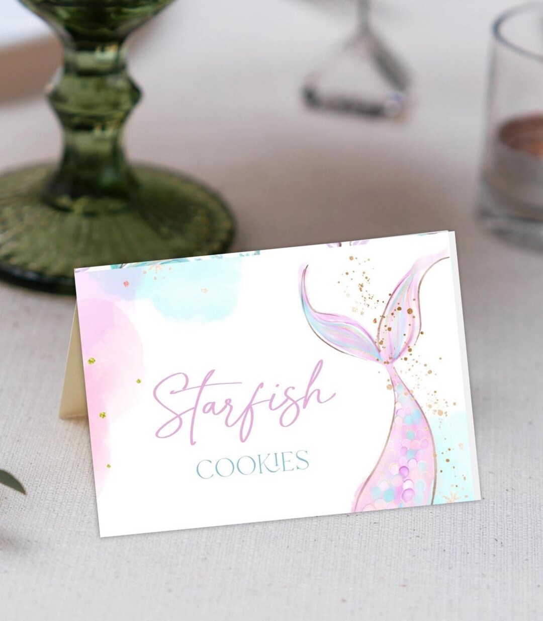 Mermaid Buffet Cards, Mermaid Placecards Tent Cards, Oneder the Sea ...