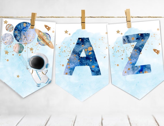 Printable Space Banner Astronaut Baby Shower or Birthday - Etsy