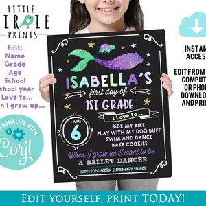 MERMAID First Day of School Sign First Day of 1st Grade Any - Etsy
