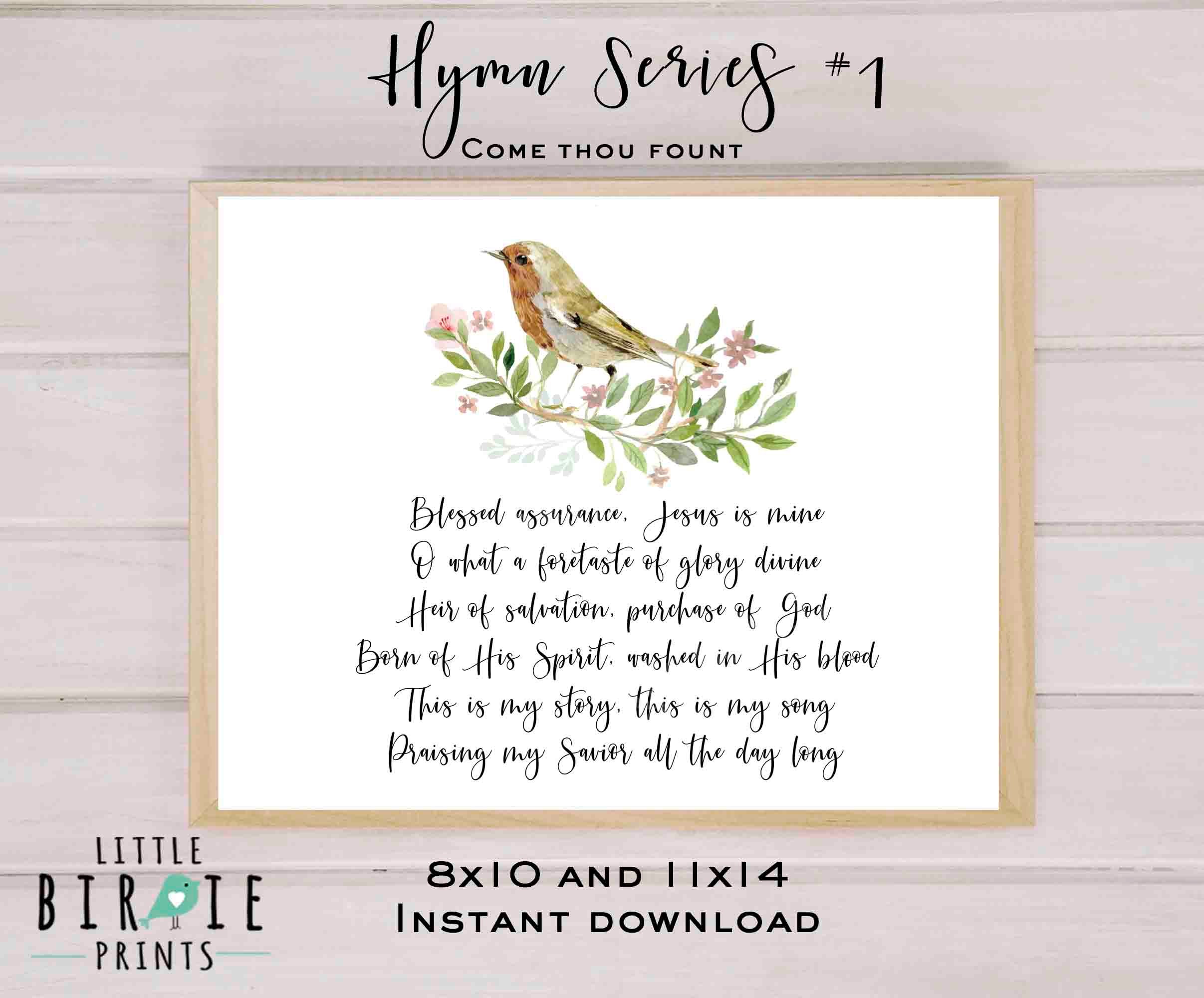 Blessed Assurance Printable wall art Hymn Christian Quote | Etsy