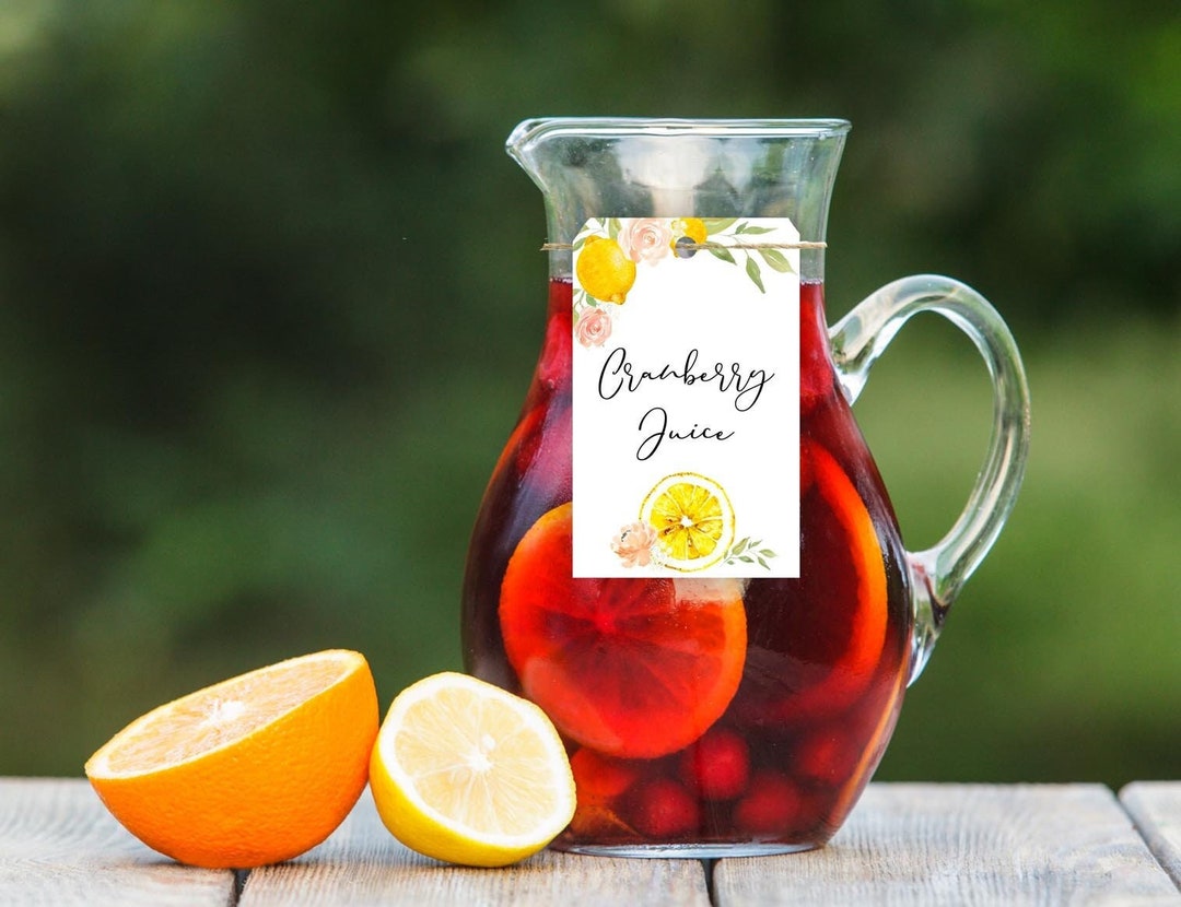 JUICE TAGS Editable, Mimosa Bar Juice Caraf Juice Bottle Jar Tags for ...