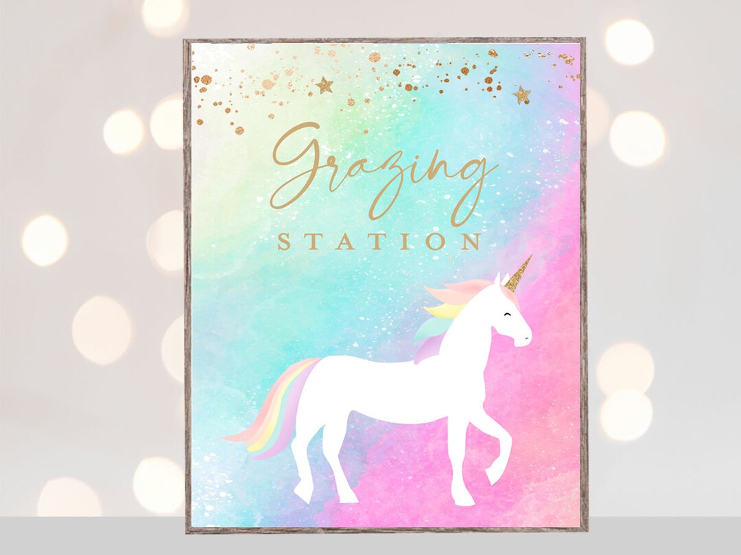 Unicorn Birthday Party Food Table Sign Grazing Station, Unicorn Rainbow ...