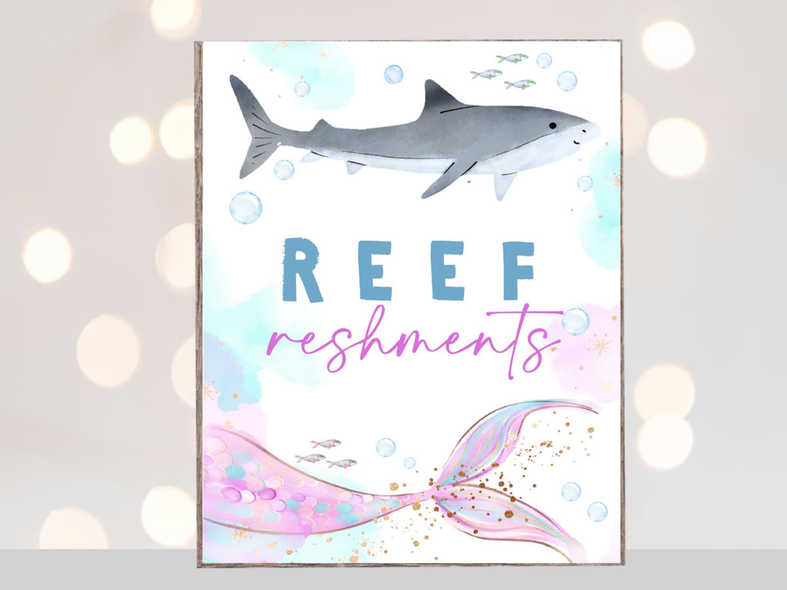 Mermaid and Shark Party Sign Reefreshments Reef-reshments Drinks Party ...
