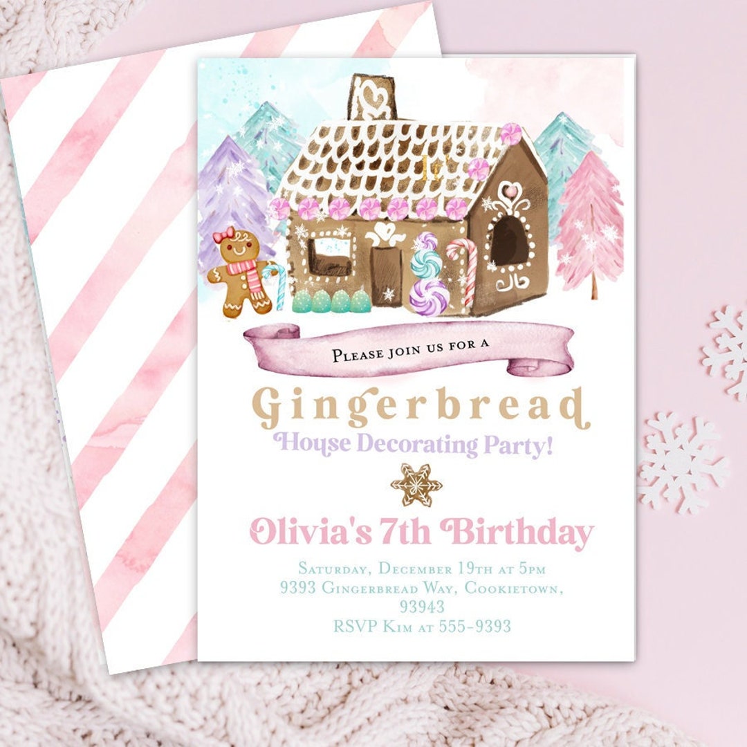 GINGERBREAD HOUSE DECORATING Party Invitation - Gingerbread Cookie ...