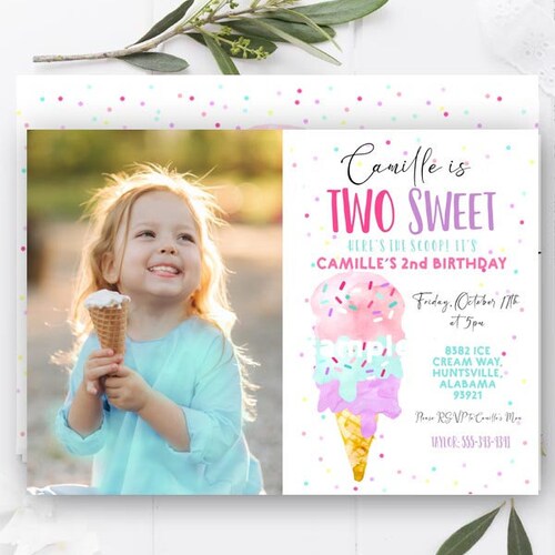 Two Sweet Editable Printable Birthday Party Invitation - Etsy