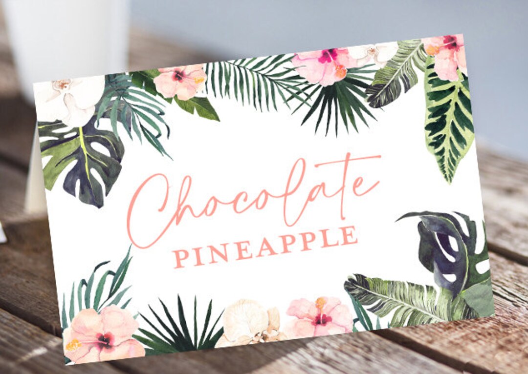 Editable Tropical Birthday Buffet Cards, Luau Food Tent Cards, Hawaiian ...
