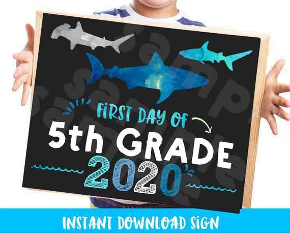 SHARK FIRST DAY of school sign Kindergarten Sign Boy Shark | Etsy