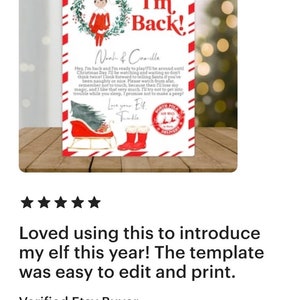 Elf I'm Back Letter From Elf Elf Arrival Letter Boy and - Etsy