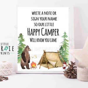 Guestbook One Happy Camper First Birthday Sign S'mores Bar Camping ...