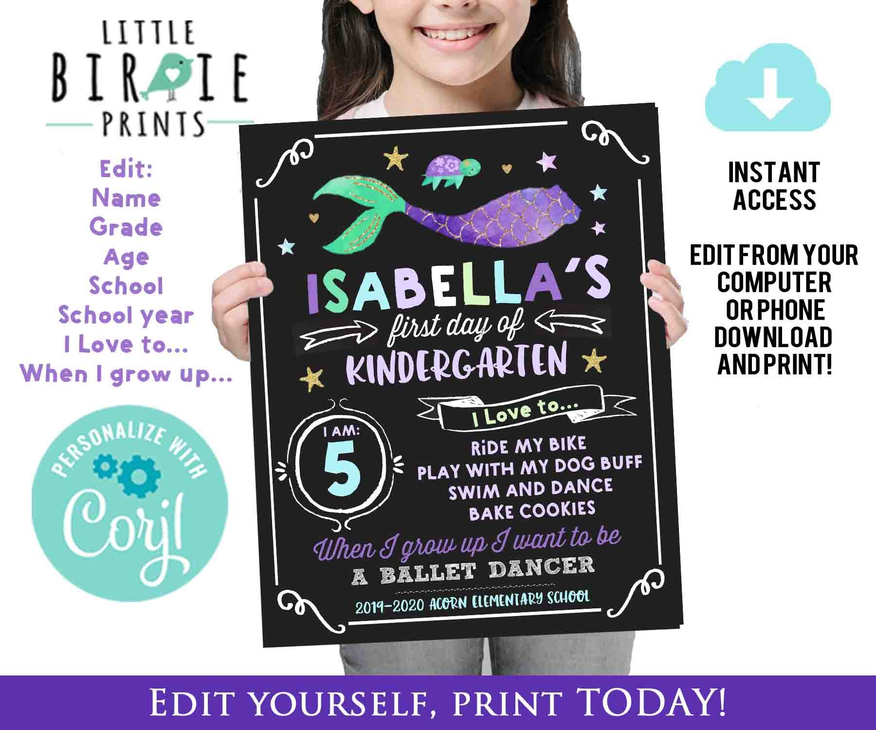 MERMAID First Day of School Sign First Day of 1st Grade Any | Etsy