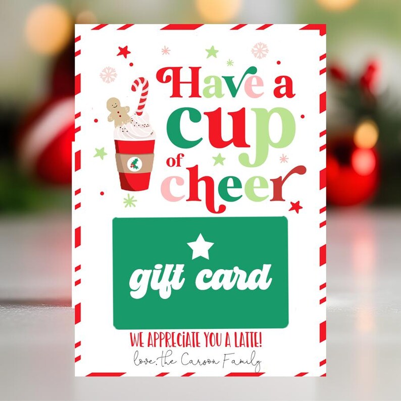 Christmas Coffee Gift Card Holder Printable, Christmas Teacher Coffee ...