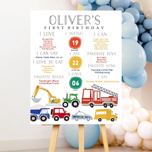 Transportation Birthday Party Milestone Poster Cars and Trucks First ...