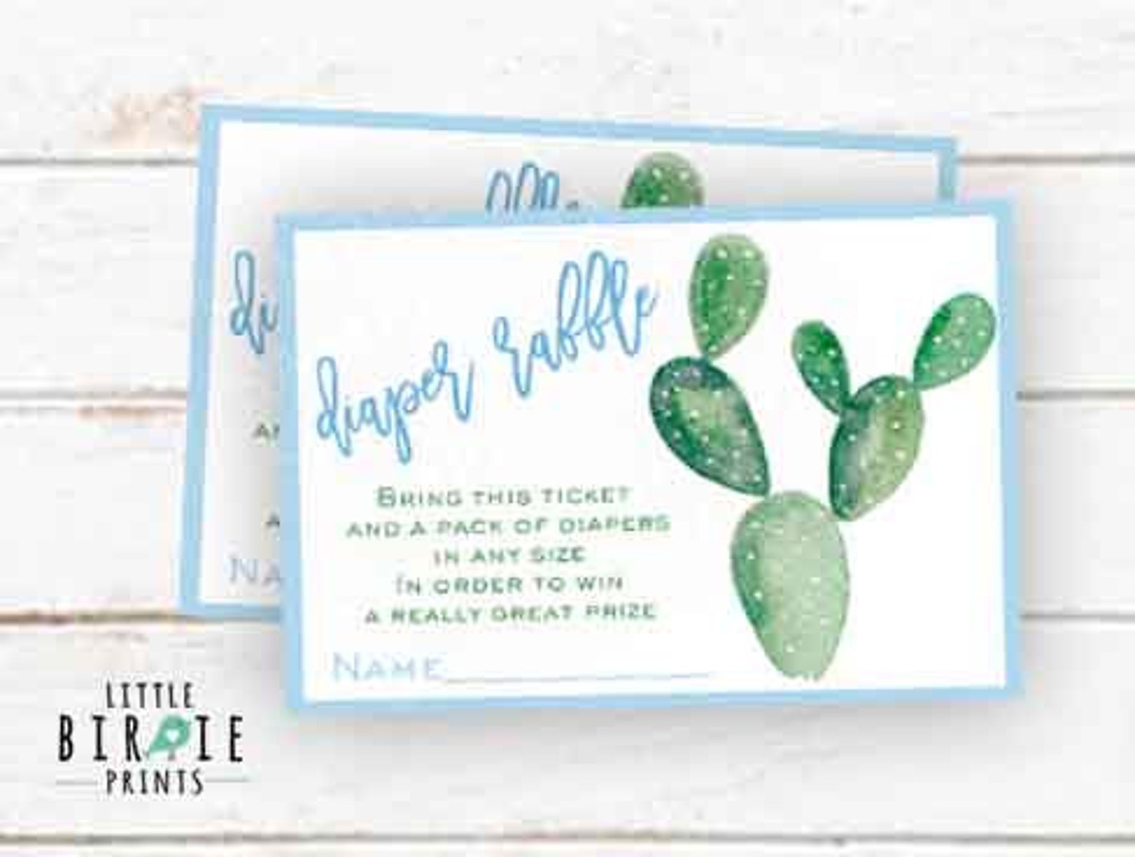 Cactus Baby Shower Diaper Raffle Tickets Sign Blue Boy Cactus - Etsy