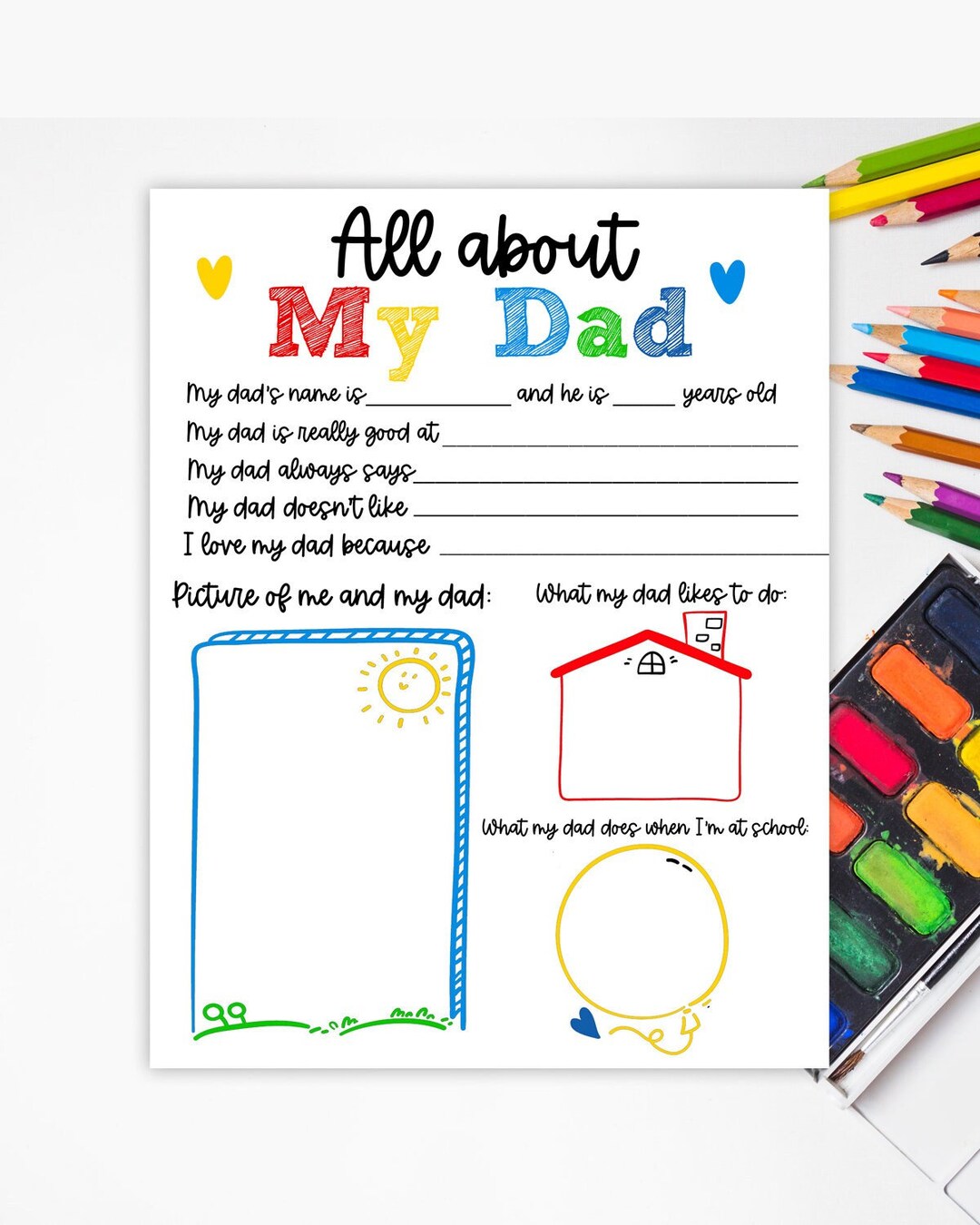 Buy All About My Dad Printable Father's Day Gift From Kids School ...