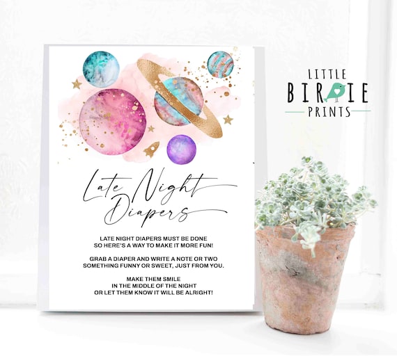 Pink Planets Baby Shower Girl Space Baby Shower Late Night - Etsy