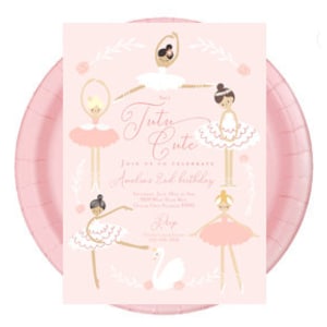 Tutu Cute Birthday Invitation, Two Two Cute Ballerina Birthday Party ...