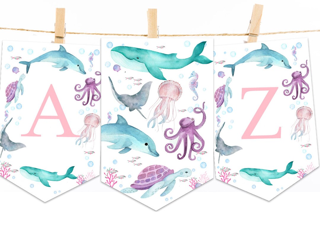 Under the Sea Banner, Oneder the Sea Birthday Banner, Dive Into Five ...