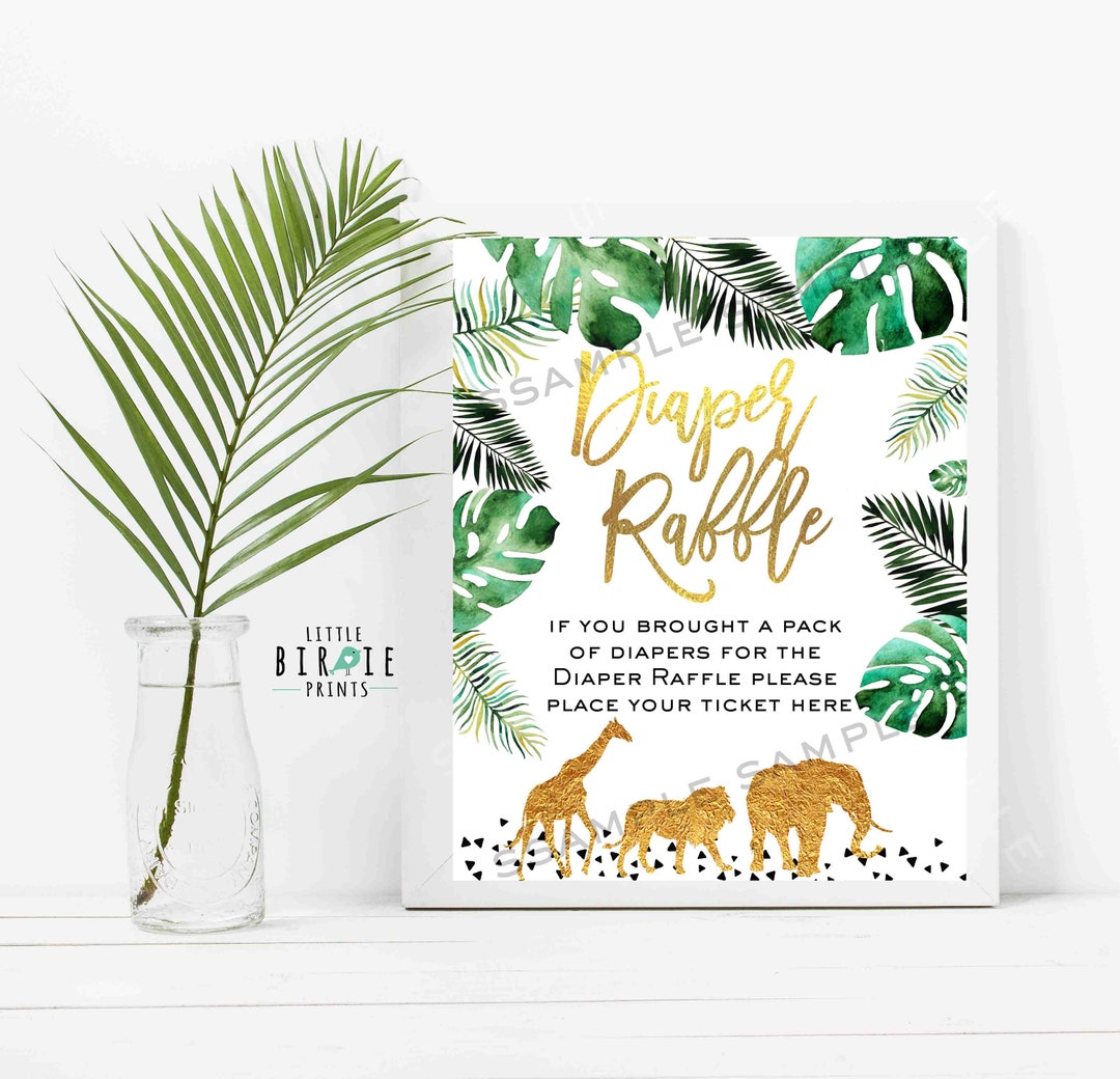JUNGLE Diaper Raffle Sign Jungle Theme Baby Shower Gold Jungle - Etsy