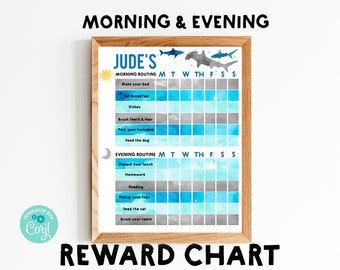 Editable Shark Reward Chart for Kids Shark Routine Chart - Etsy