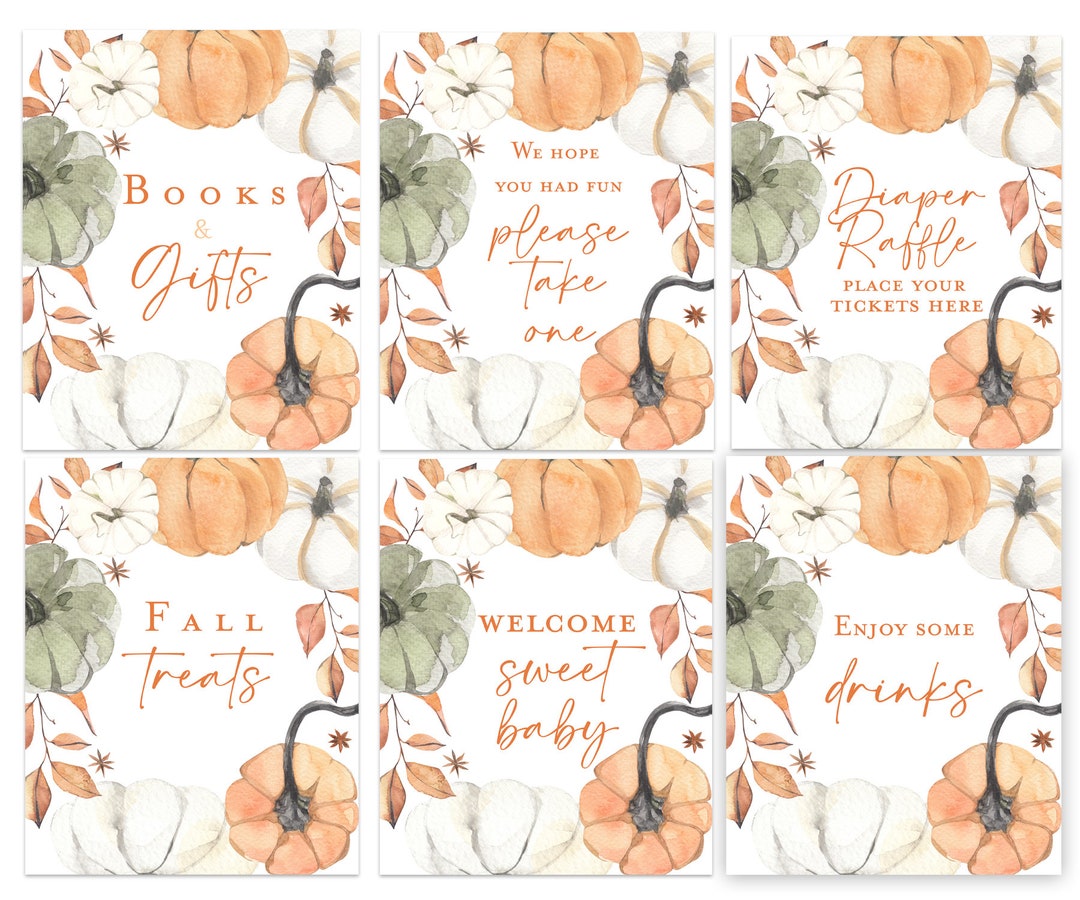 Fall Baby Shower Signs Pumpkin Baby Shower Books and Gifts, Party Favor ...