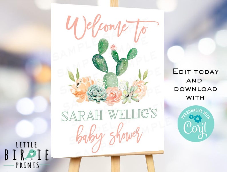 Cactus Baby Shower Welcome Sign Editable Taco 'bout a Baby - Etsy