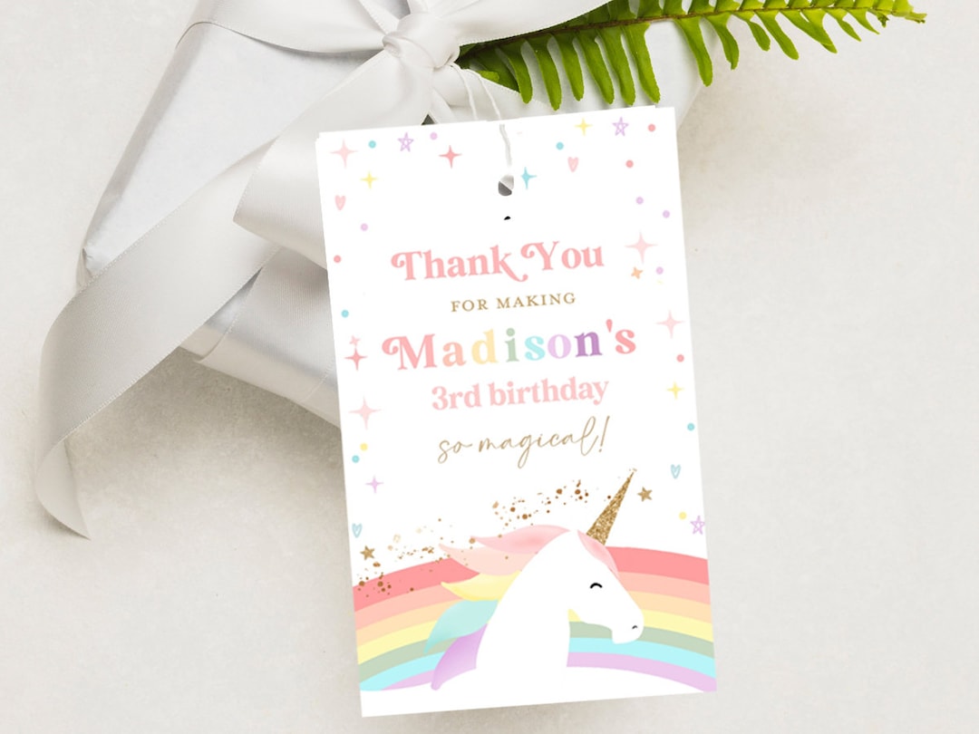 Unicorn Party Favor Tags, Unicorn Birthday Party Favor Tags, Unicorn ...
