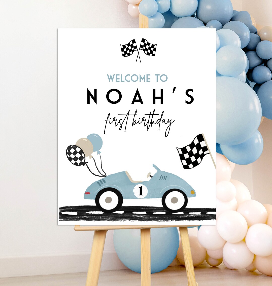 Vintage Car Birthday Welcome Sign, Fast One, Two Fast Birthday, 1st ...