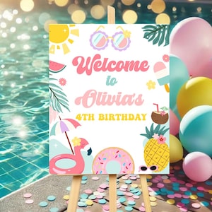 Pool Party Welcome Sign Splish Splash Birthday Party, Dive Into Five ...
