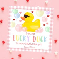 Editable Rubber Duck Valentine's Day Gift Tags Valentine Lucky Duck Tag ...