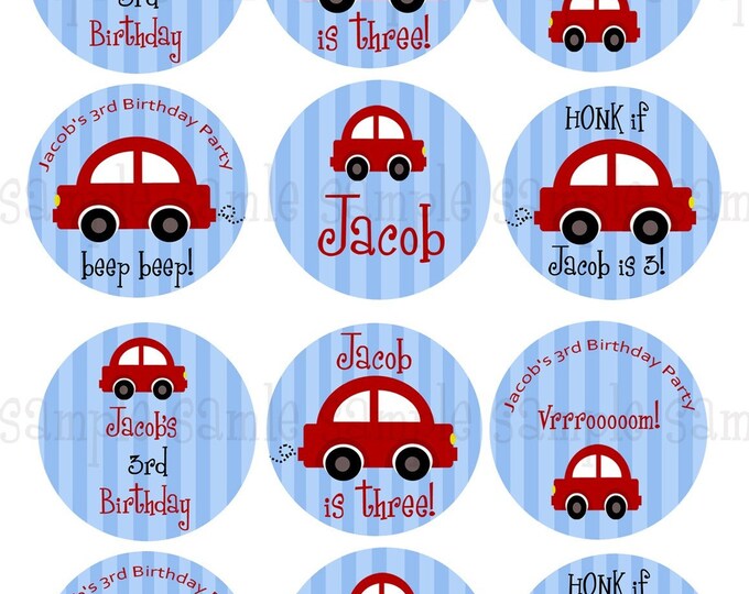 LITTLE RED CAR Cupcake Toppers. Honk Beep Beep Vroooom. - Etsy