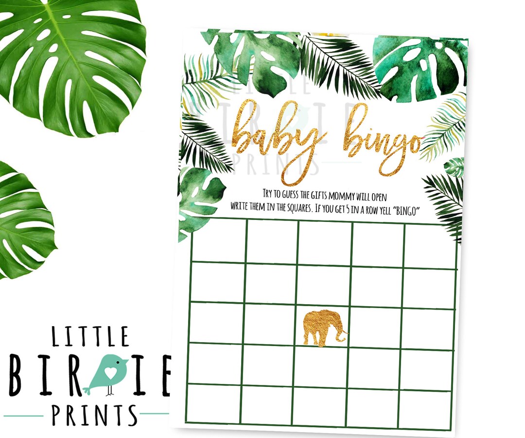 JUNGLE Baby Shower Bingo Game Jungle Animals Baby Shower Bingo Game ...