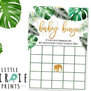 JUNGLE Baby Shower Bingo Game Jungle Animals Baby Shower Bingo Game ...