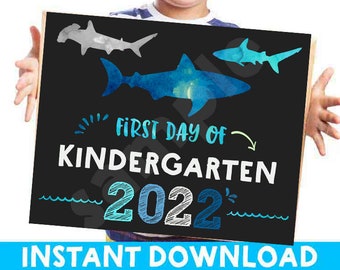 Editable Shark First Day of Pre-k Sign First Day of - Etsy