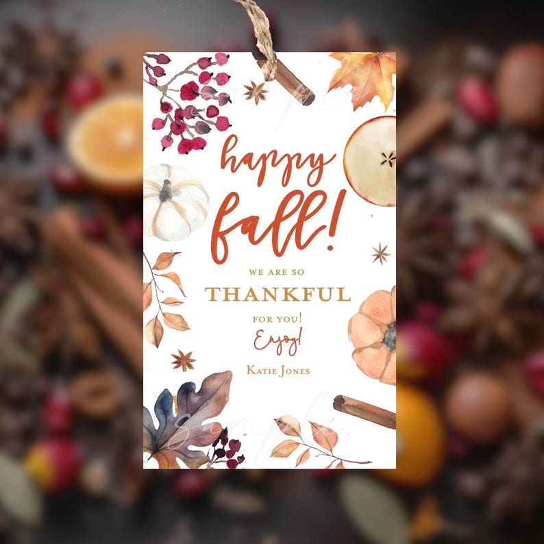 Happy Fall Gift Tag, Fall Gift Tag Thank You Teacher Gift Coworker Gift ...