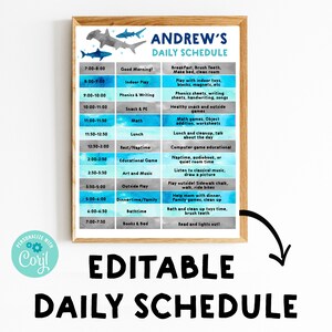 Boys School Schedule Printable Shark Schedule for Kids Daily Schedule ...