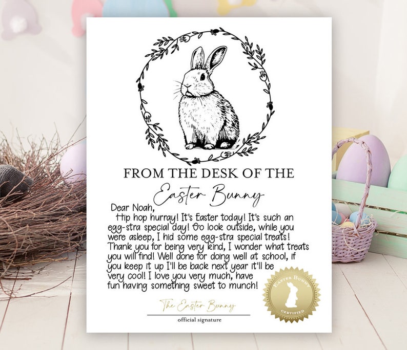 EDITABLE Letter From Easter Bunny, Printable Easter Bunny Letter Girl ...