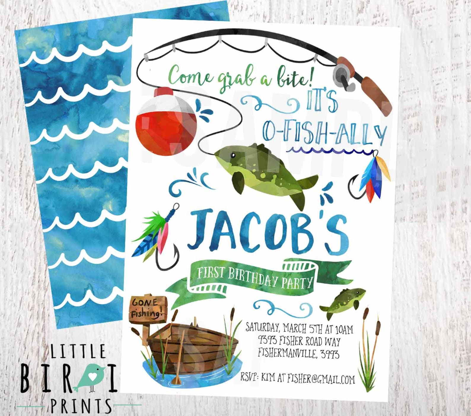 FISHING BIRTHDAY INVITATION Fishing First Birthday Invitation - Etsy