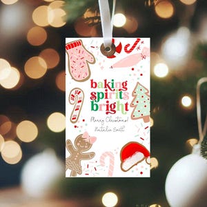 Baking Spirits Bright Gift Tag, Christmas Cookie Tag, Holiday Gift Tag ...