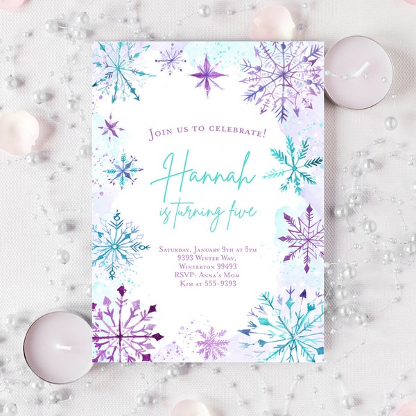 Snowflake Birthday Invitation - Etsy