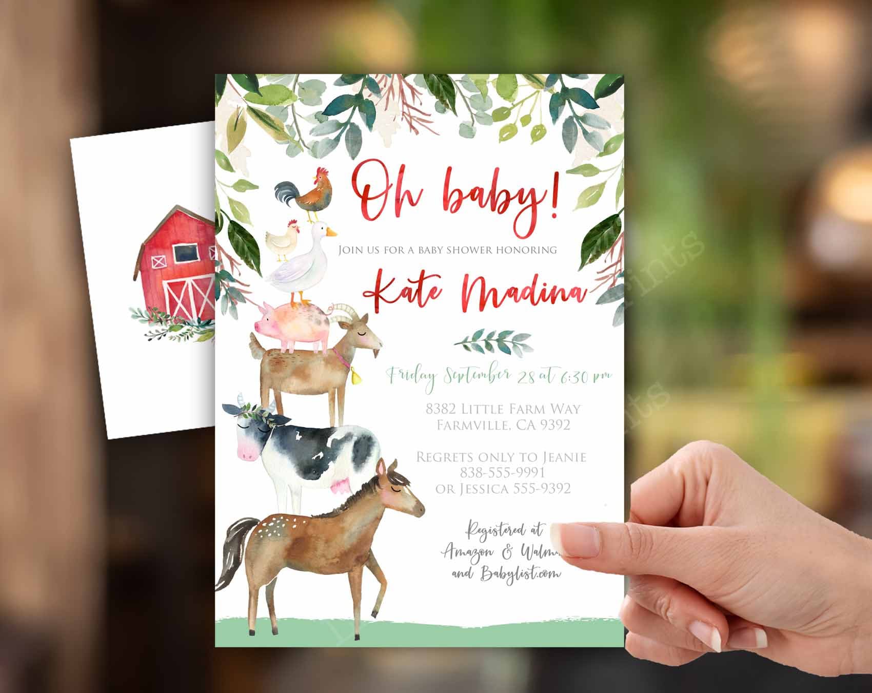 FARM BABY SHOWER Invitation Farm Baby Shower Barnyard Animals | Etsy